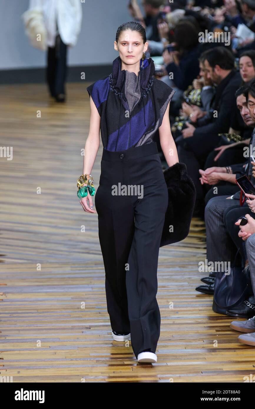 A model displays a creation by designer Phoebe Philo for Celine Fall ...