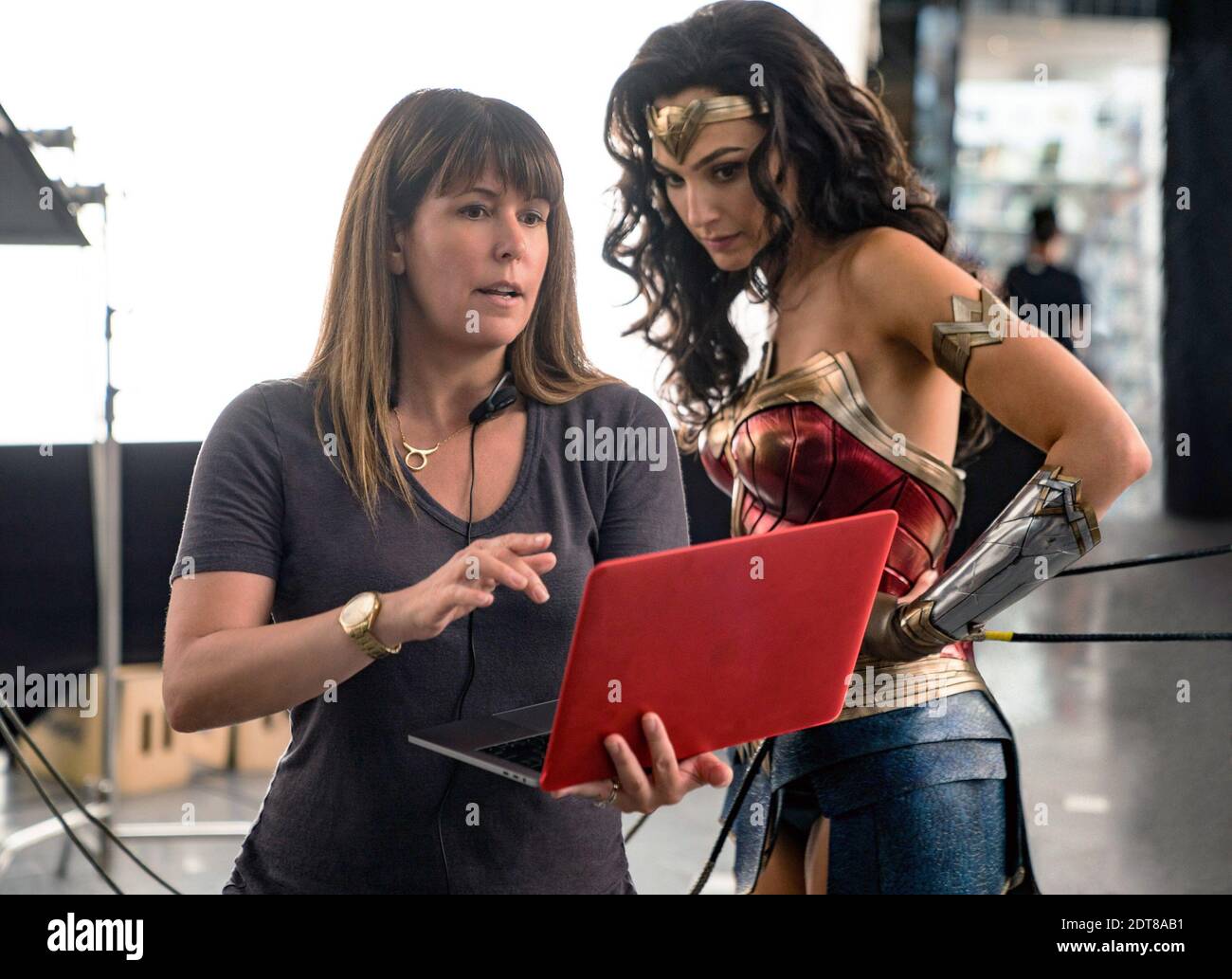 WONDER WOMAN 1984, from left: director Patty Jenkins, Gal Gadot, on-set, 2020. ph: Clay Enos ...