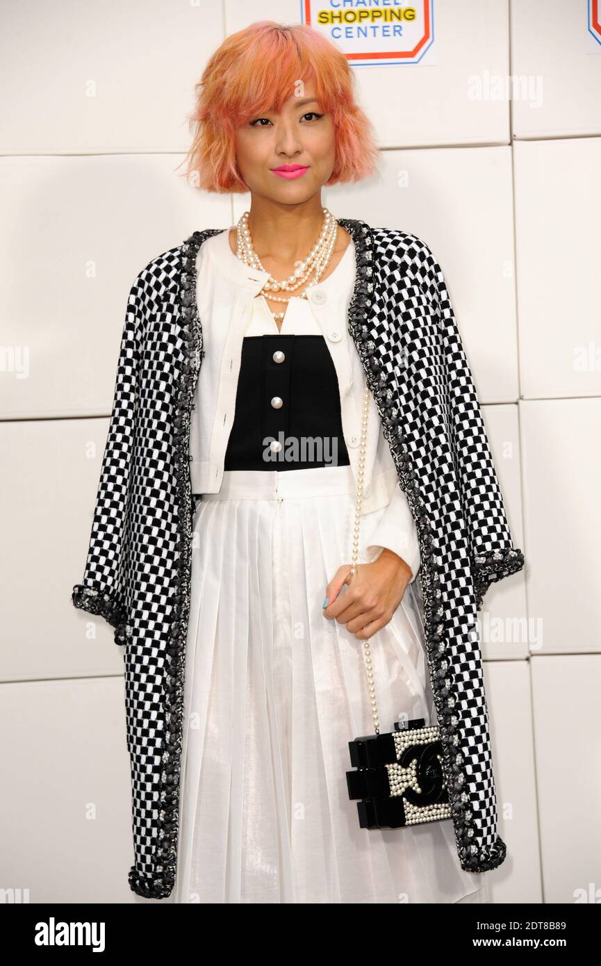 Guest poses at a photocall upon arrival for the Chanel Fall-Winter 2014 ...