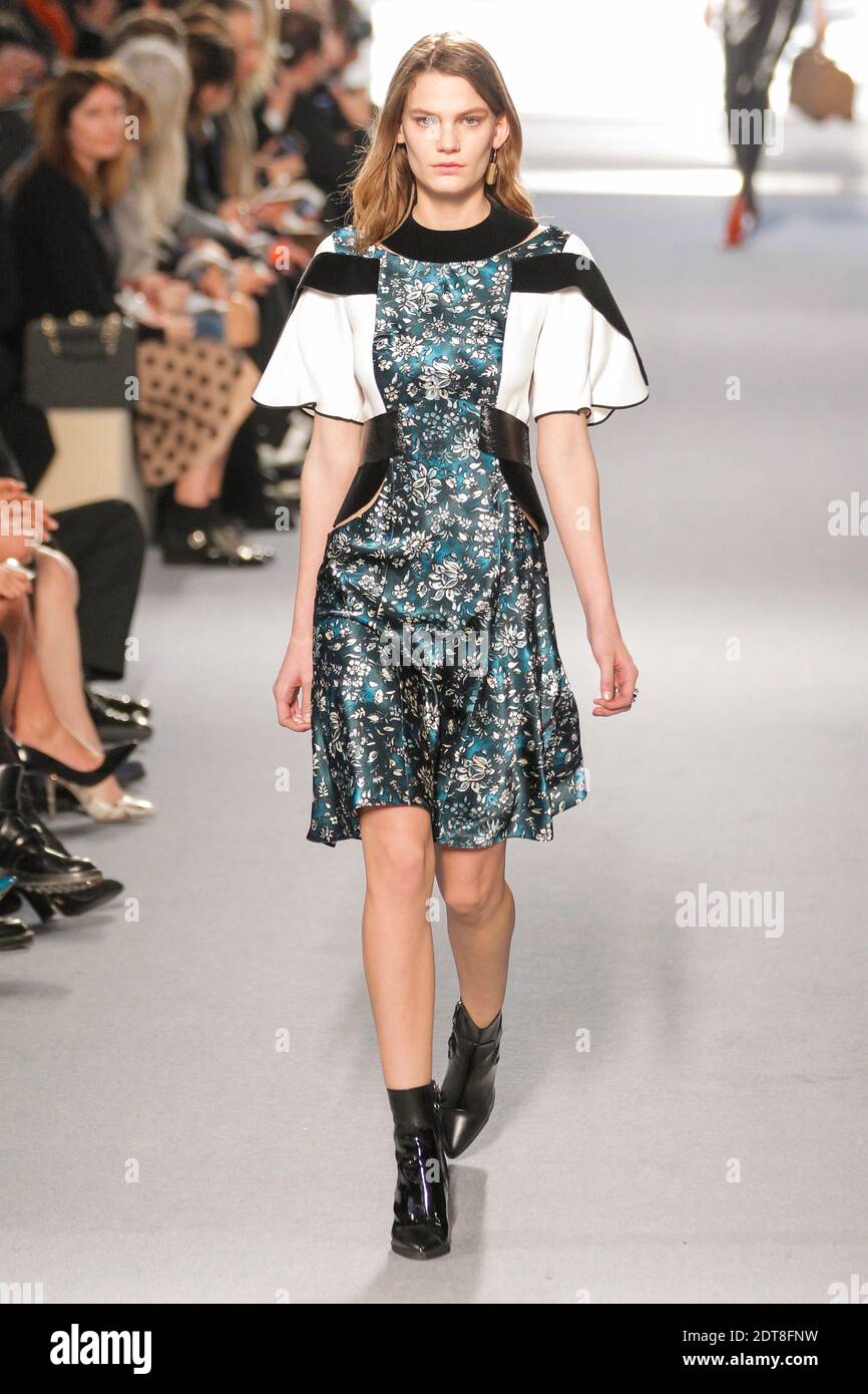 A model displays a creation by designer Nicolas Ghesquiere for Louis ...