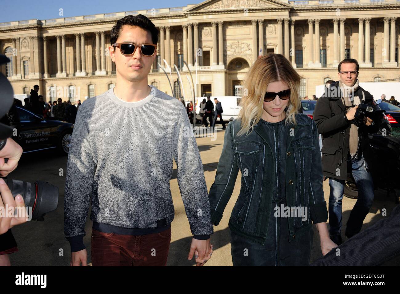 Kate Mara and boyfriend Max Minghella arriving for the Louis Vuitton ...