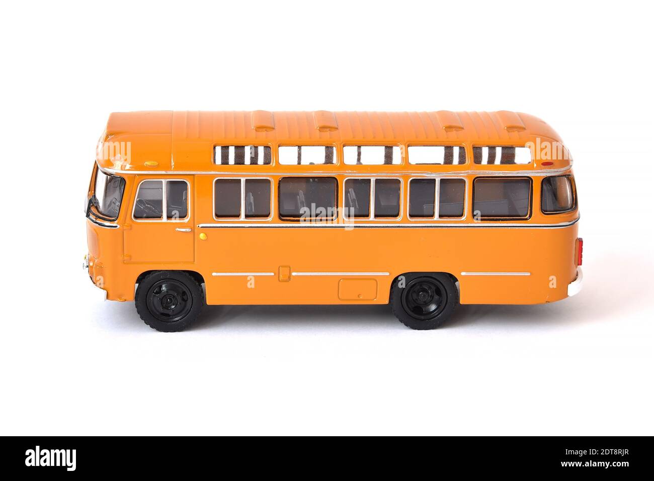 Close-up Of Toy Bus On White Background Stock Photo - Alamy