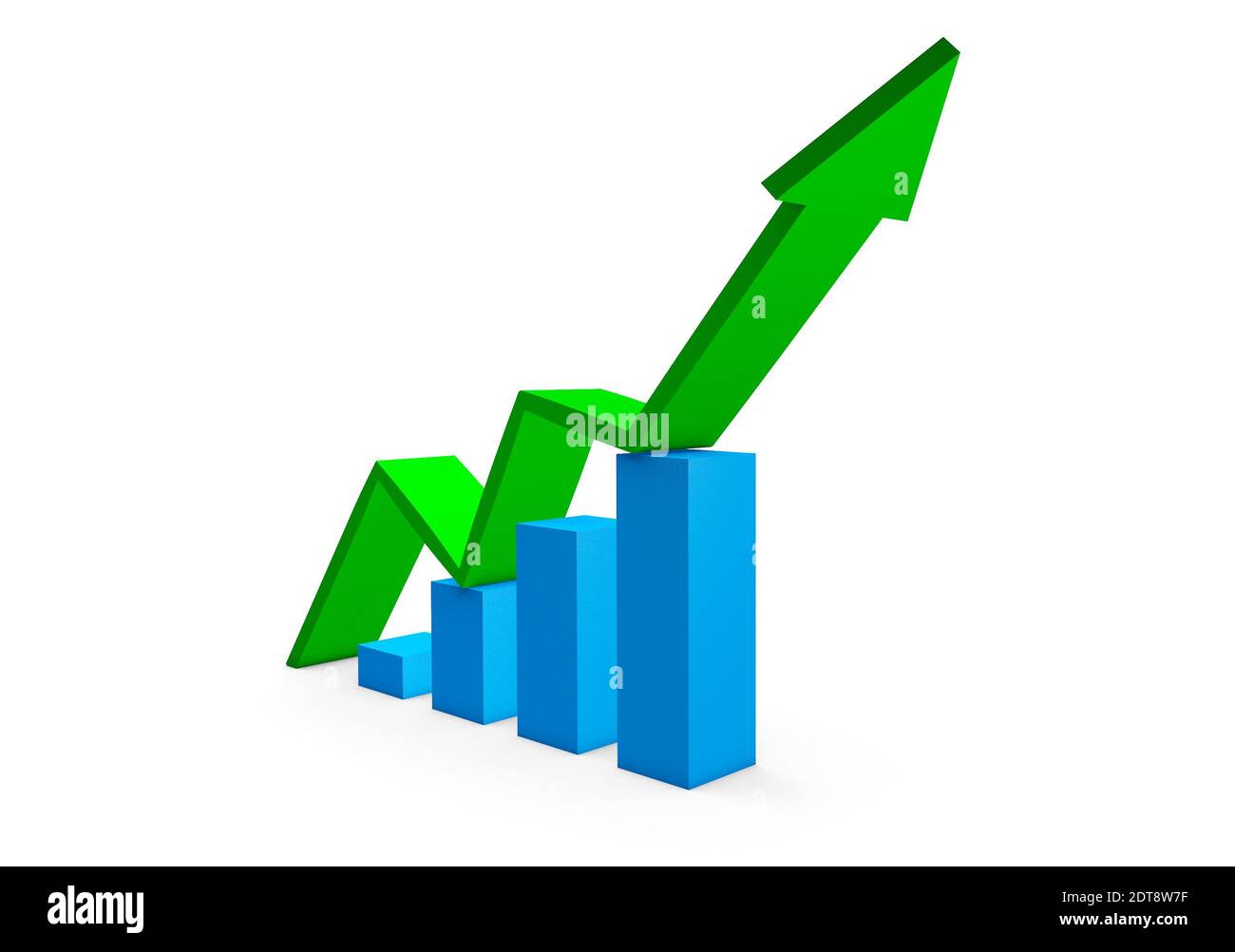 Green arrow up graphs of growth. 3D rendering Stock Photo - Alamy