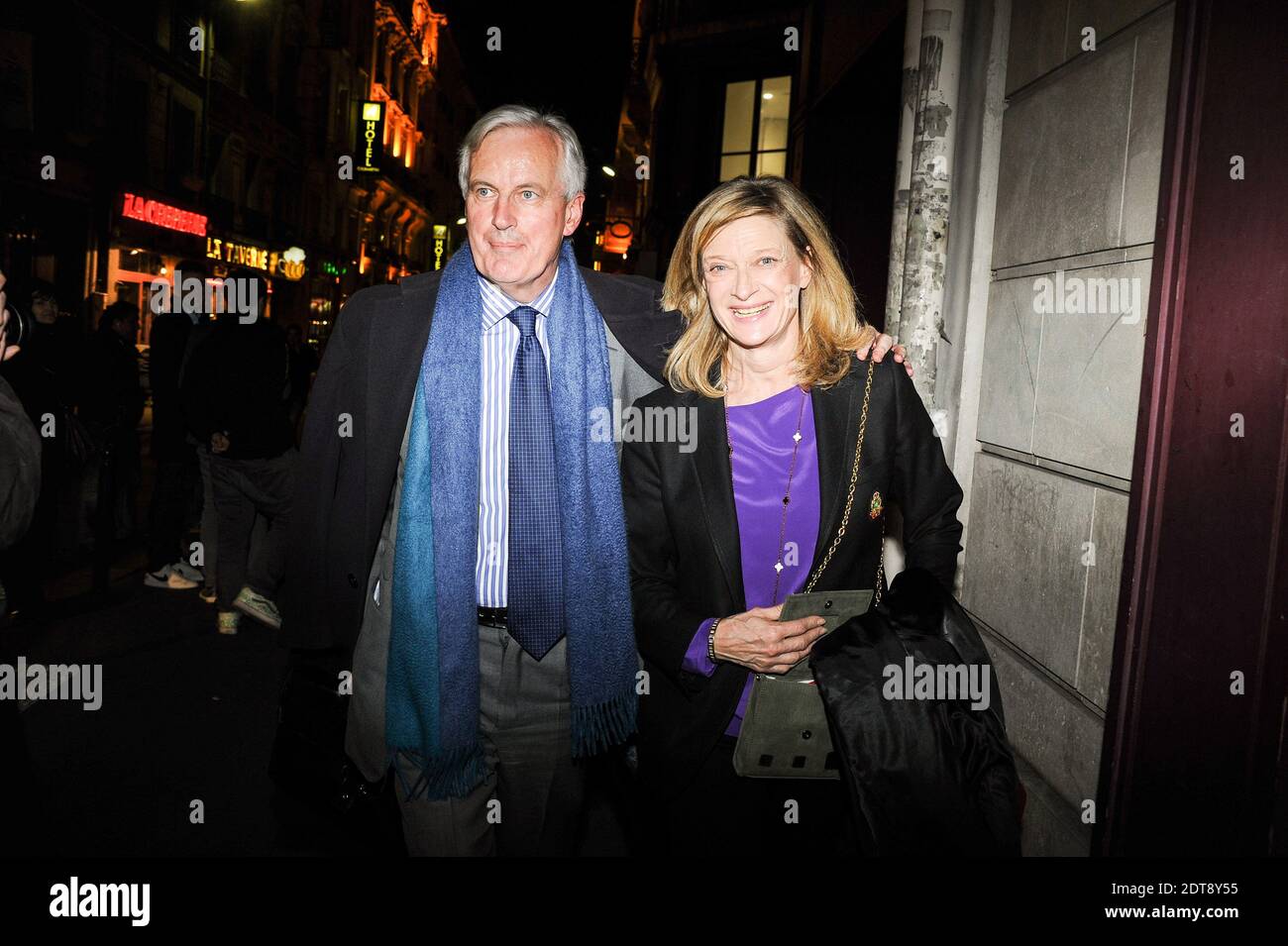 Michel Barnier and his wife arriving at the Carla Bruni concert held at ...