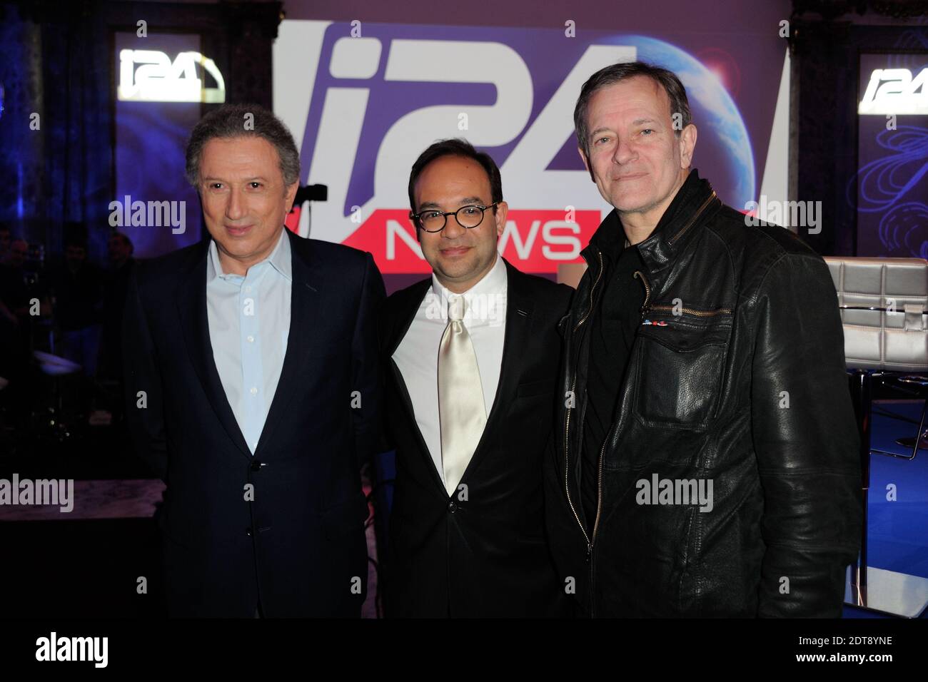 Michel Drucker, Francis Huster, Frank Melloul attending I24 News launch ...