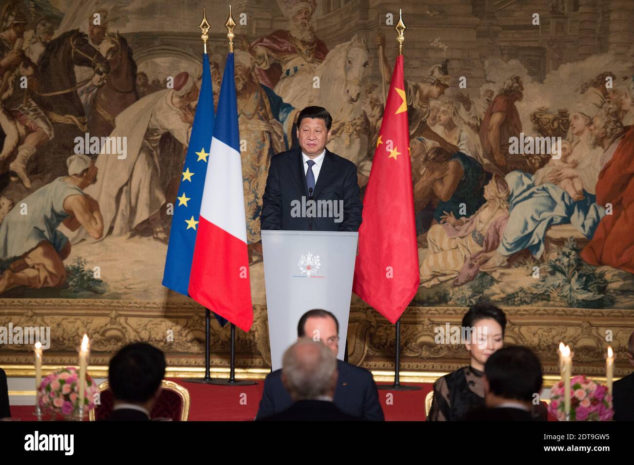 Chinese president Xi Jinping delivers a speech during an official ...