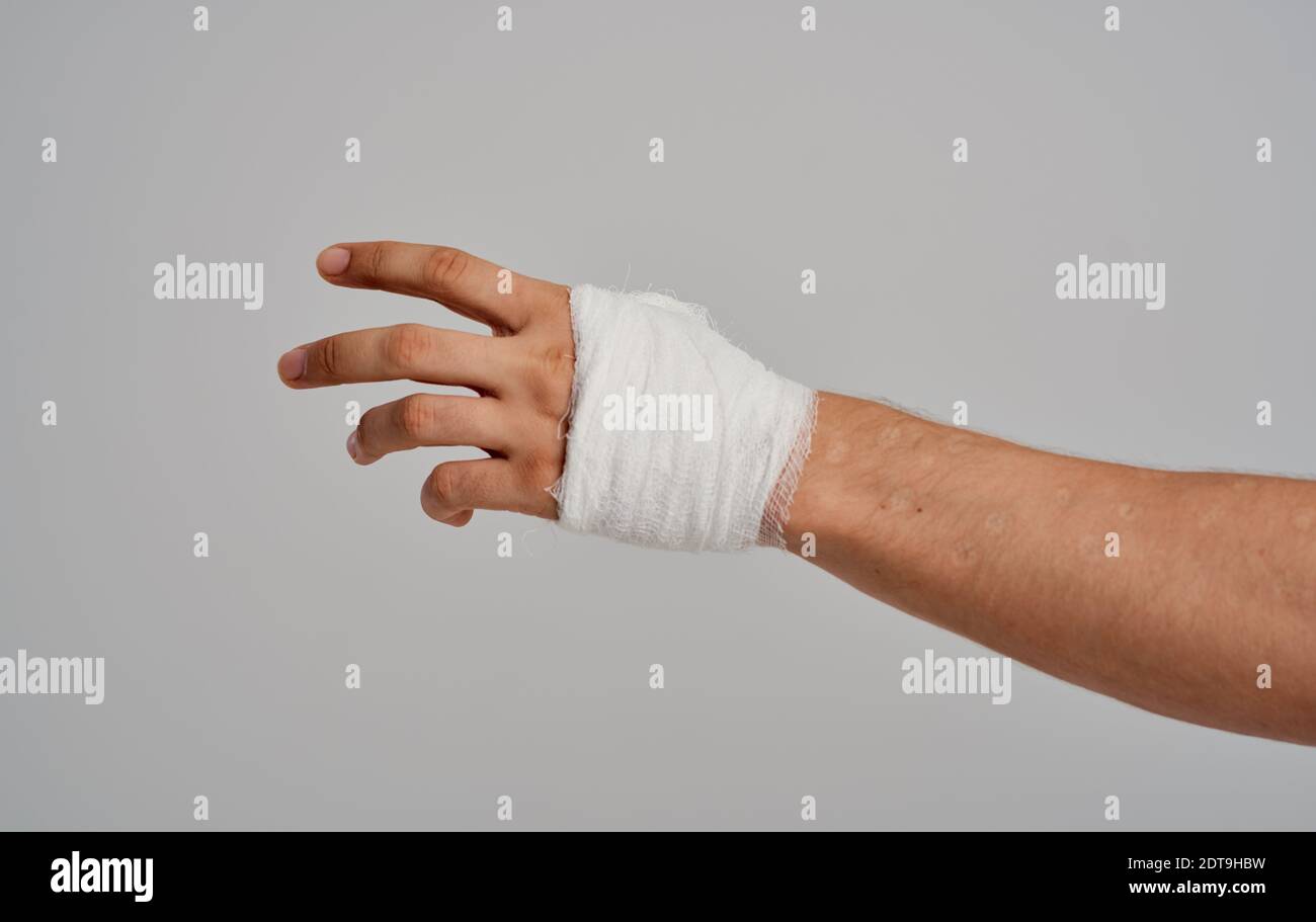 bandaged arm health problem patient injury Studio Stock Photo - Alamy
