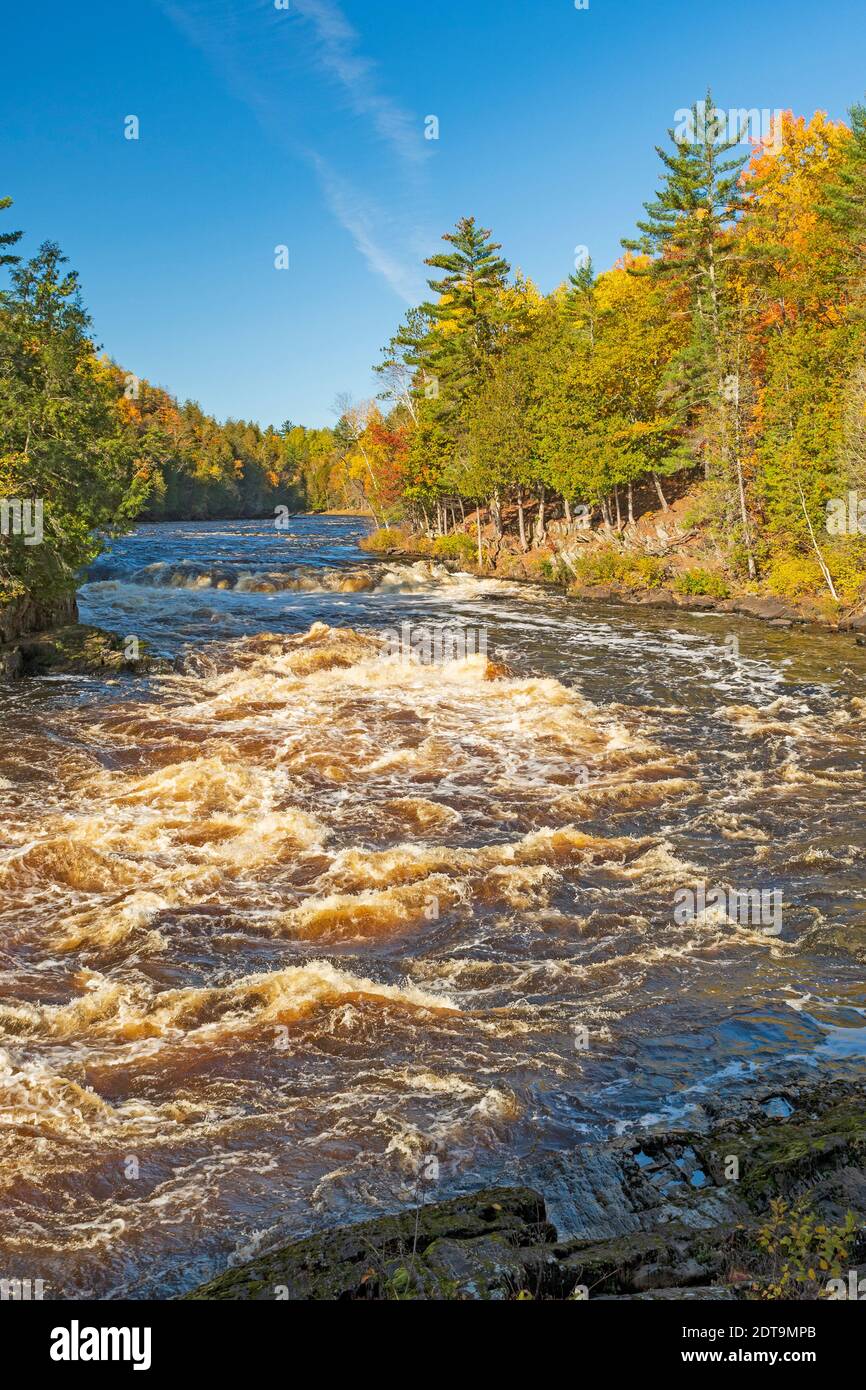 The Menominee River Running Through Piers Gorge in the Fall Forest of ...
