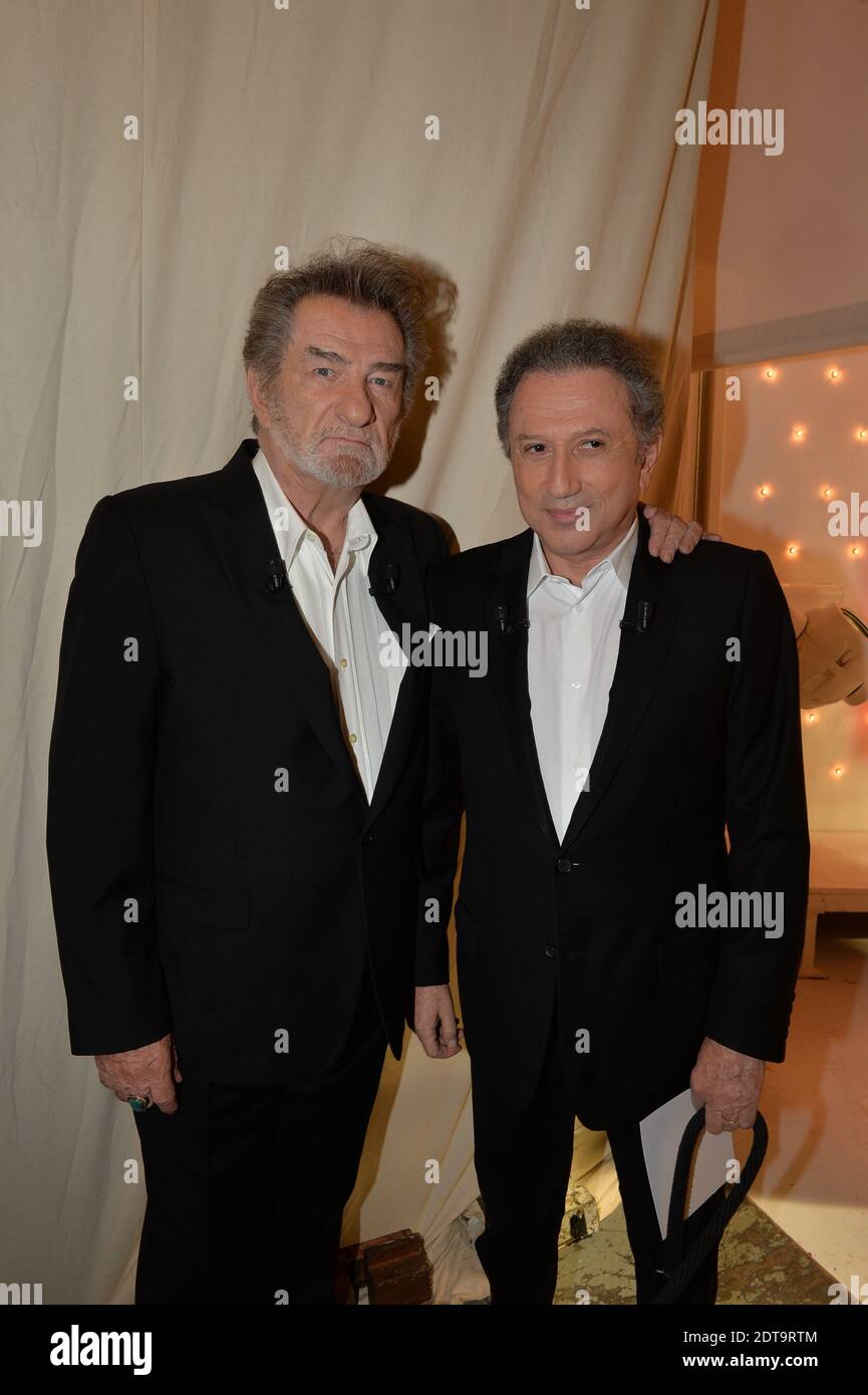 Eddy Mitchell and Michel Drucker at the taping of Vivement Dimanche on ...