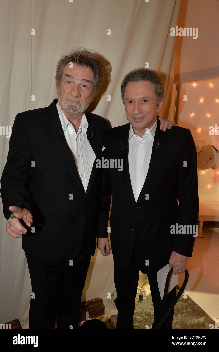 Eddy Mitchell and Michel Drucker at the taping of Vivement Dimanche on ...