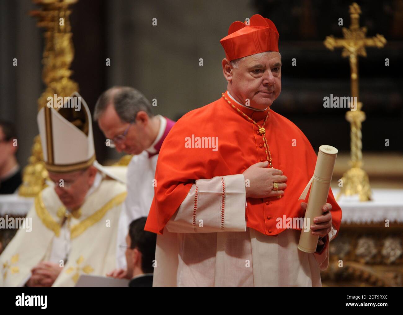 Pope Francis and new cardinal Gerhard Ludwig Muller (Germany) during a ...