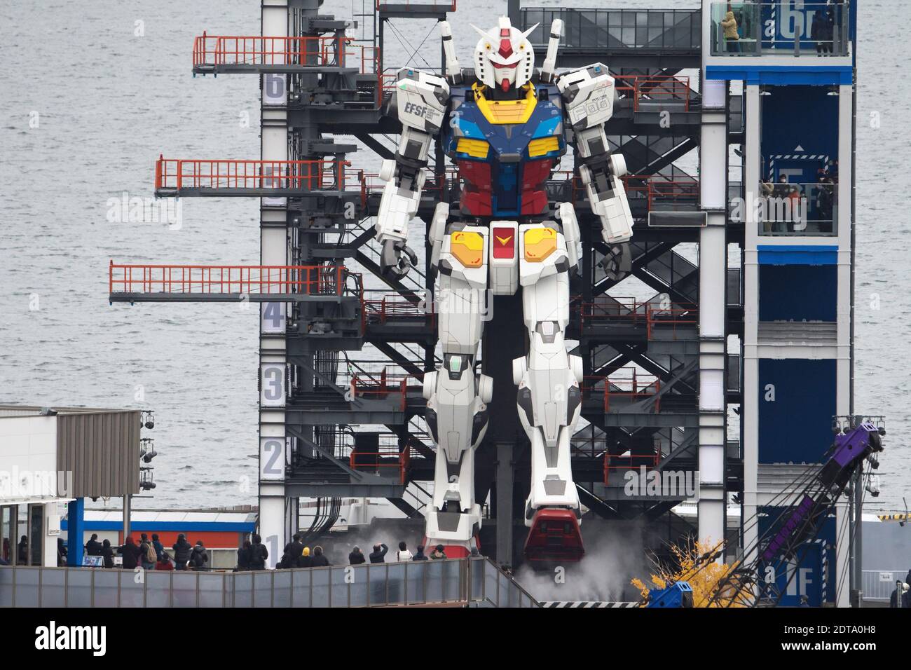 1/1 scale robot Gundam is seen stand at Gundam Factory Yokohama in ...