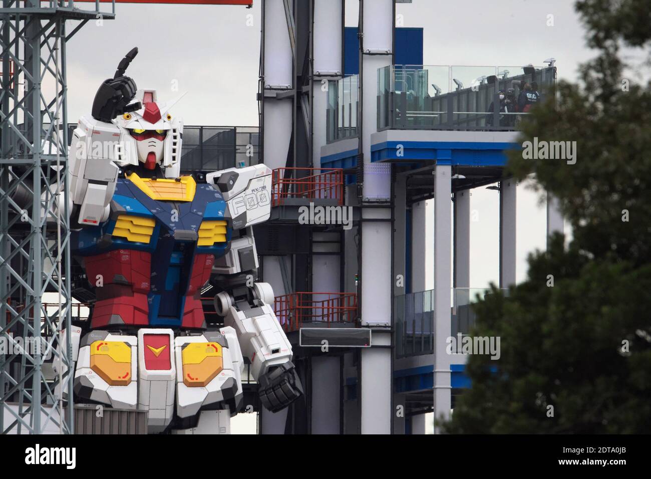 1/1 scale robot Gundam is seen stand at Gundam Factory Yokohama in ...
