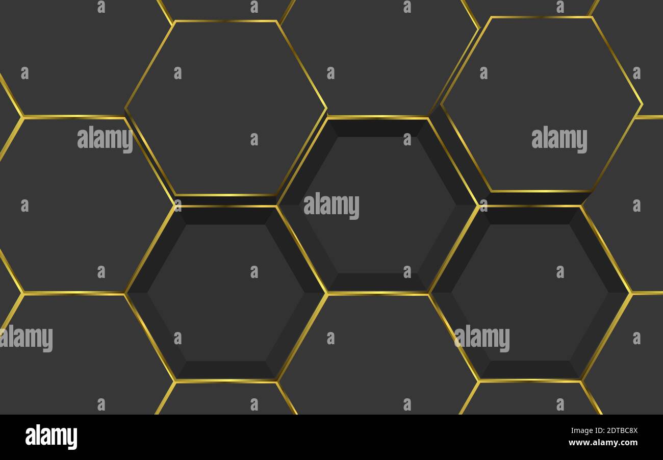 3d golden hexagon Stock Vector Images - Alamy