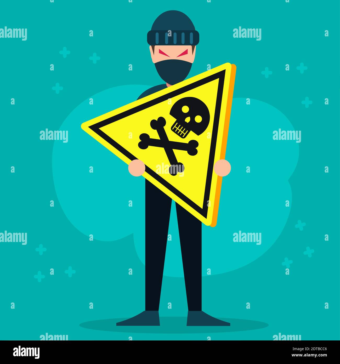 hacker with danger sign vector illustration for security concept Stock ...
