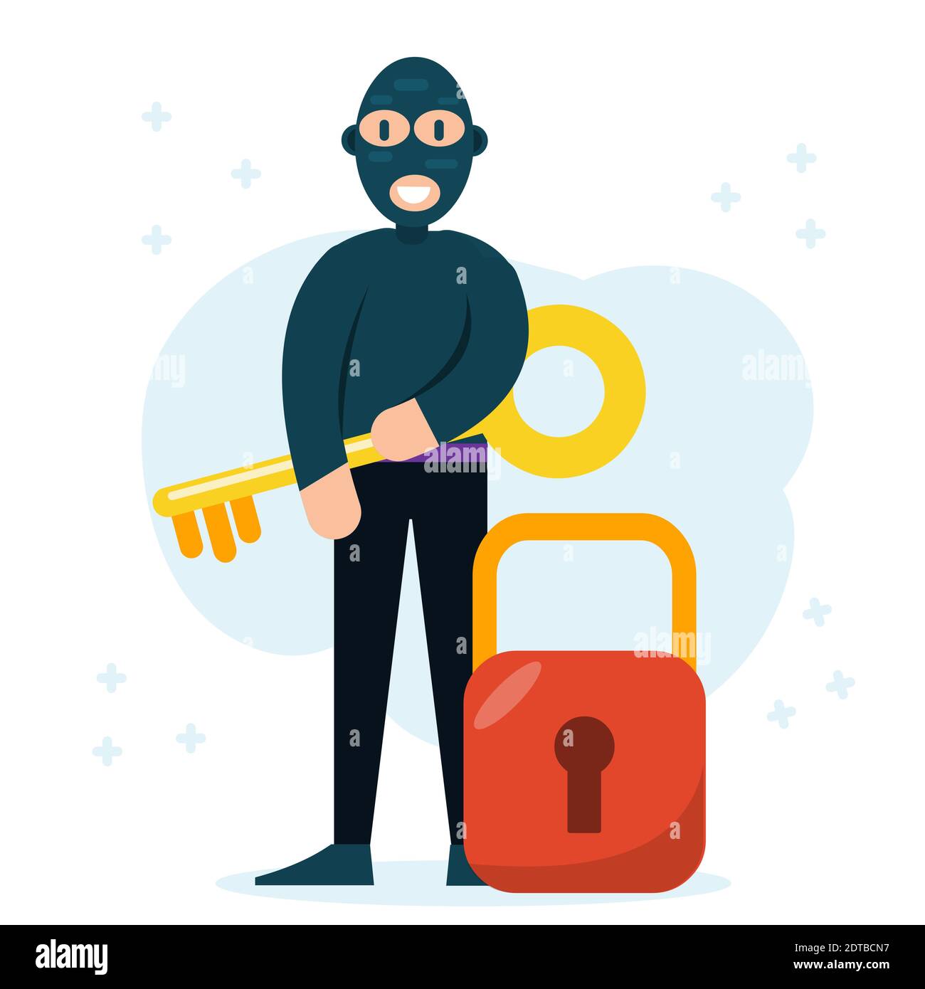 hacker holding key with padlock for security concept vector ...