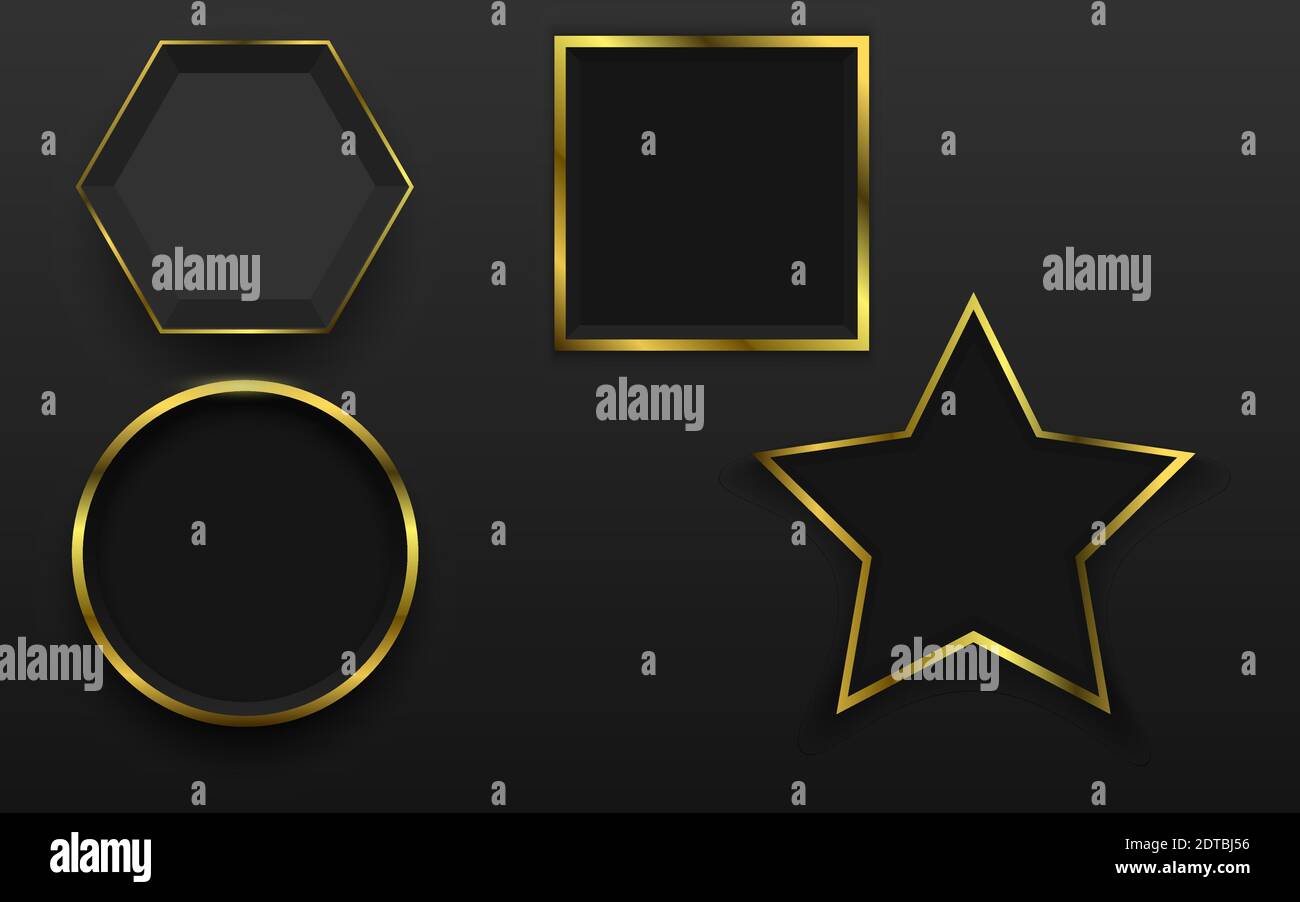 black and gold geometric shape in the dark room Stock Vector Image ...