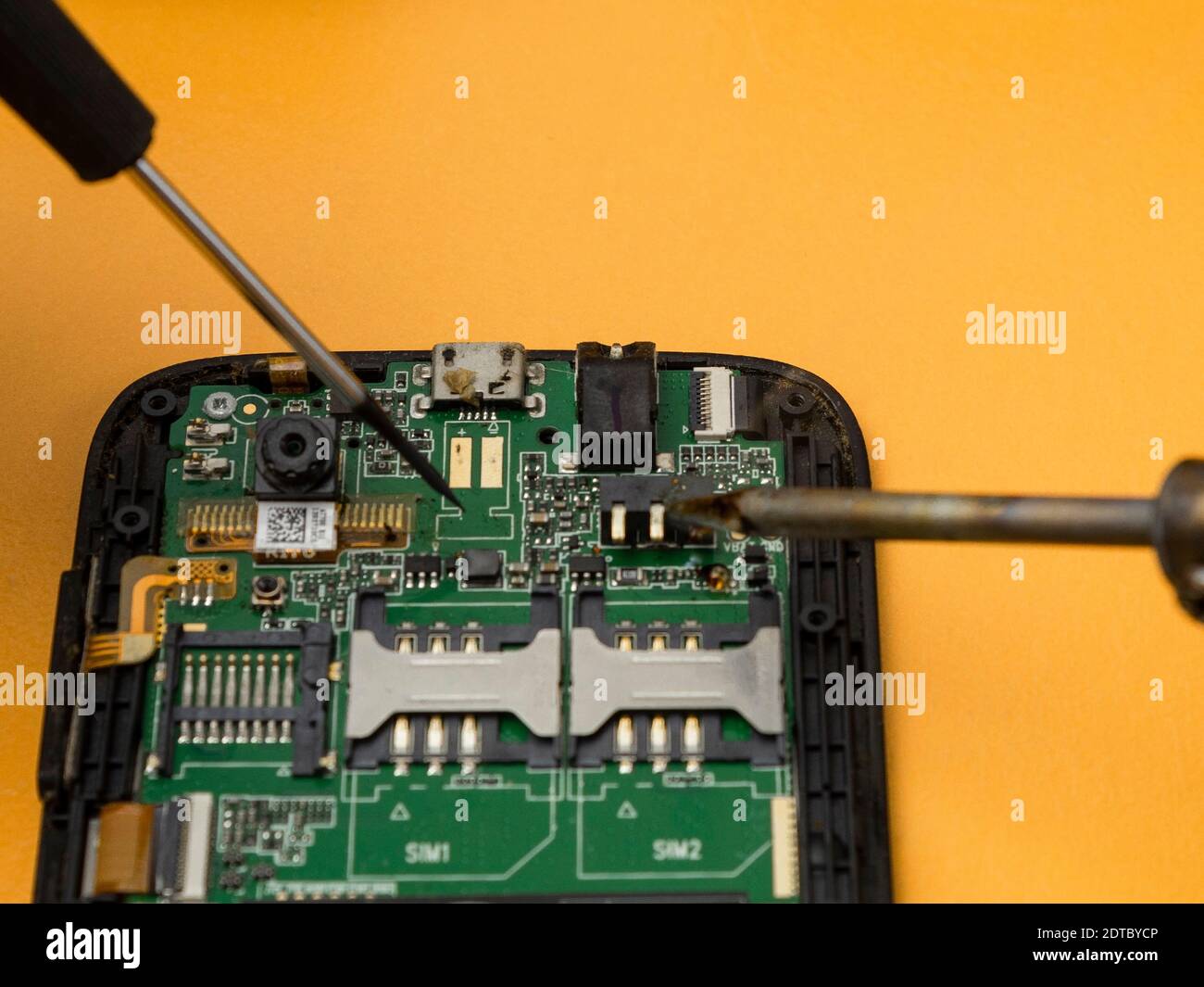 Mobile phone repair. Background and copy space Stock Photo - Alamy