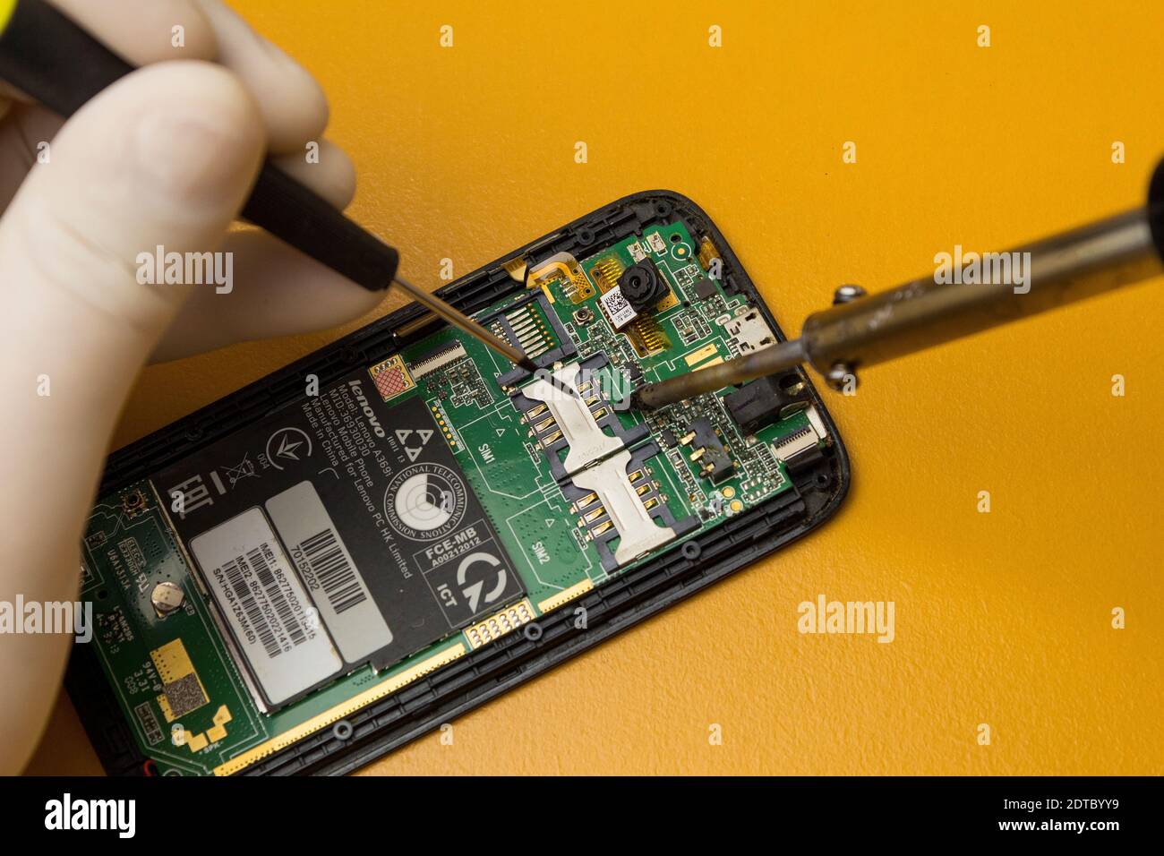 Mobile phone repair. Background and copy space Stock Photo - Alamy