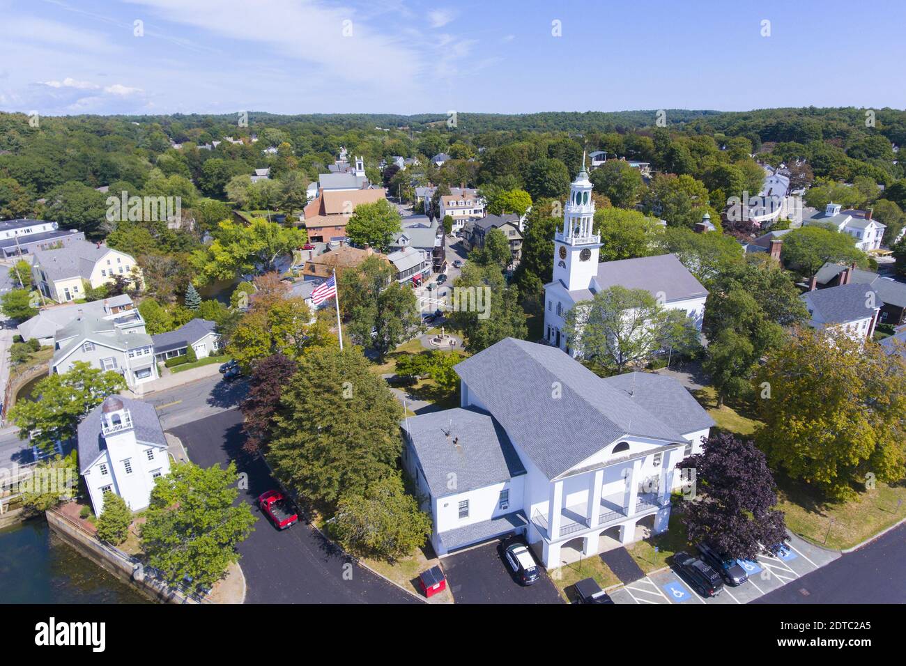 Manchester City Hall and First Parish Church, Manchester by the sea ...