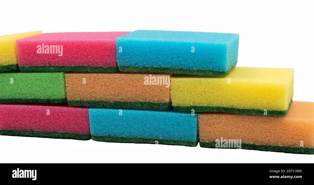 Multi-colored dishwashing sponge isolate Stock Photo - Alamy