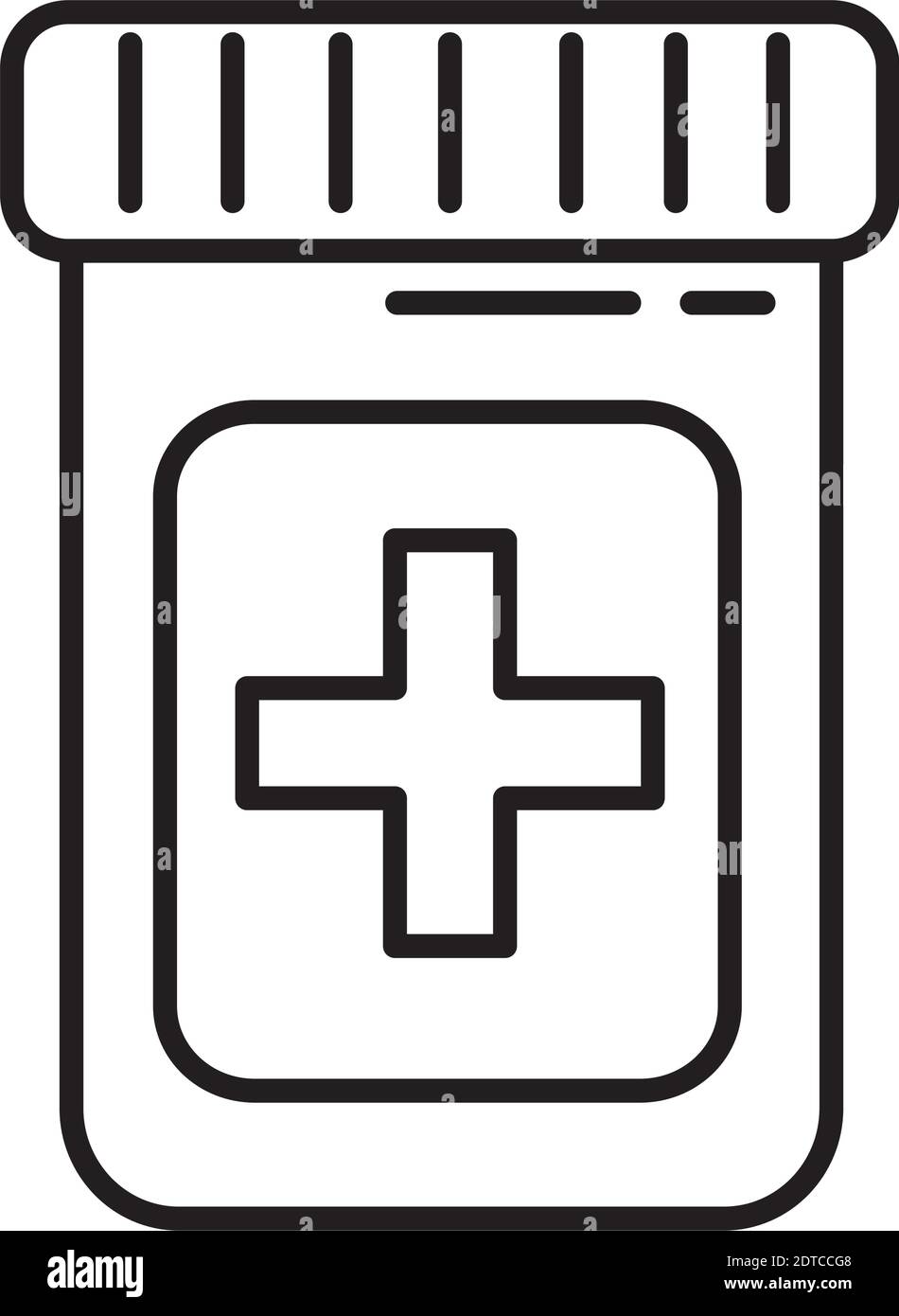 medical cross symbol in bottle drugs line style icon Stock Vector Image ...