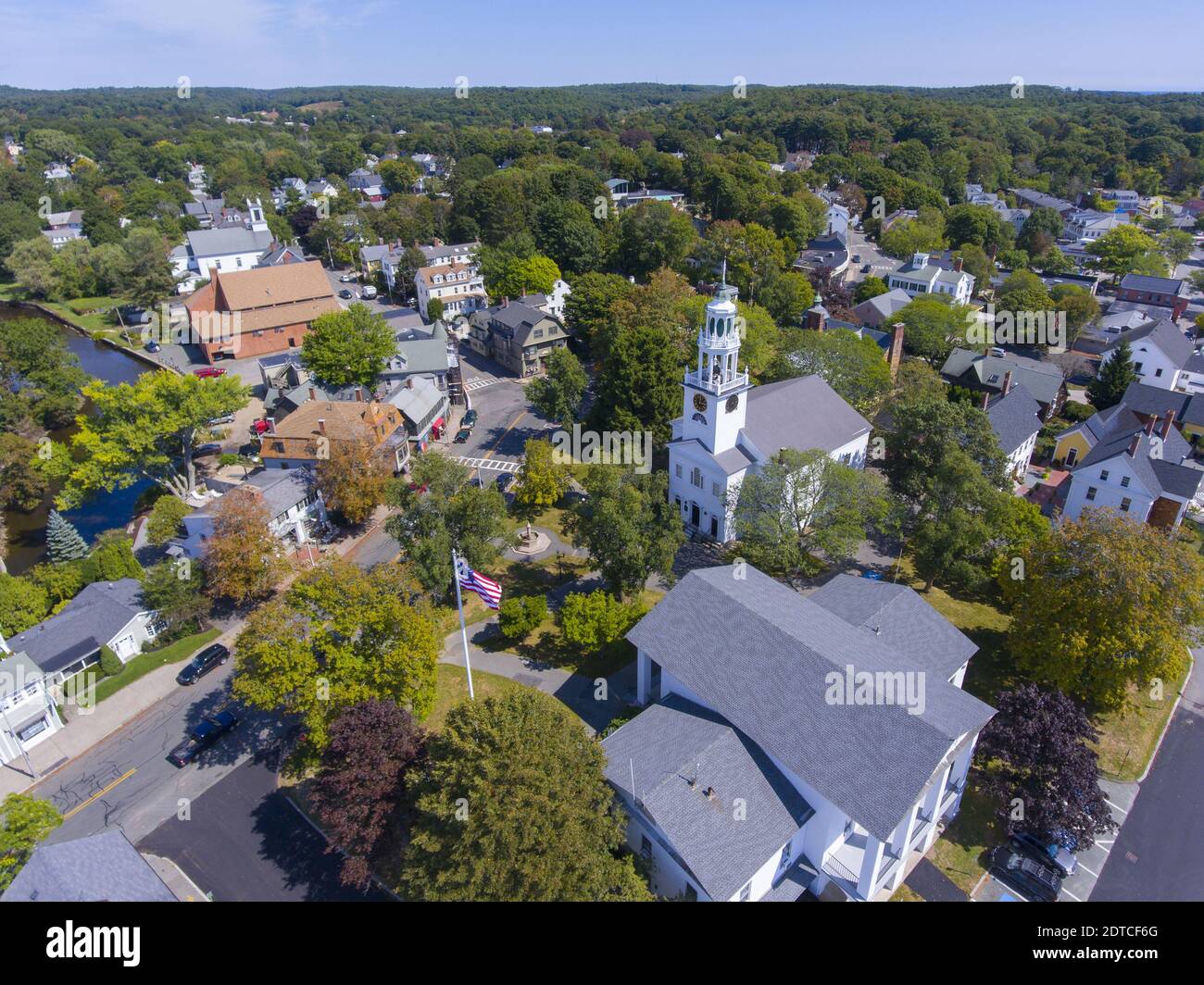 Manchester City Hall and First Parish Church, Manchester by the sea ...