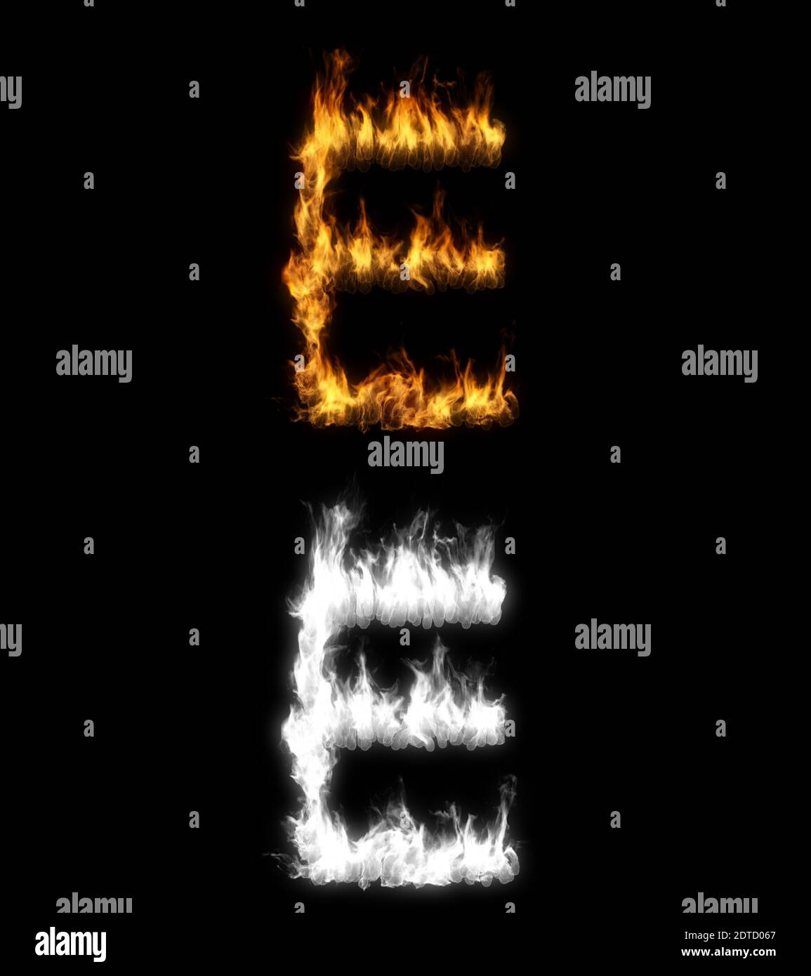 3D illustration of the letter on fire on black background with alpha ...
