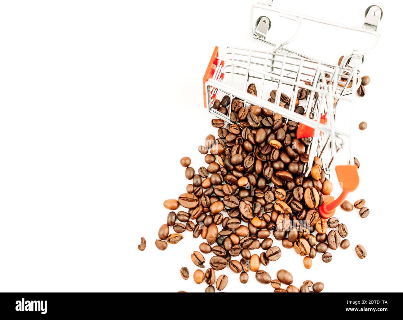 Shopping cart with coffee beans on a white background. The beans cart ...