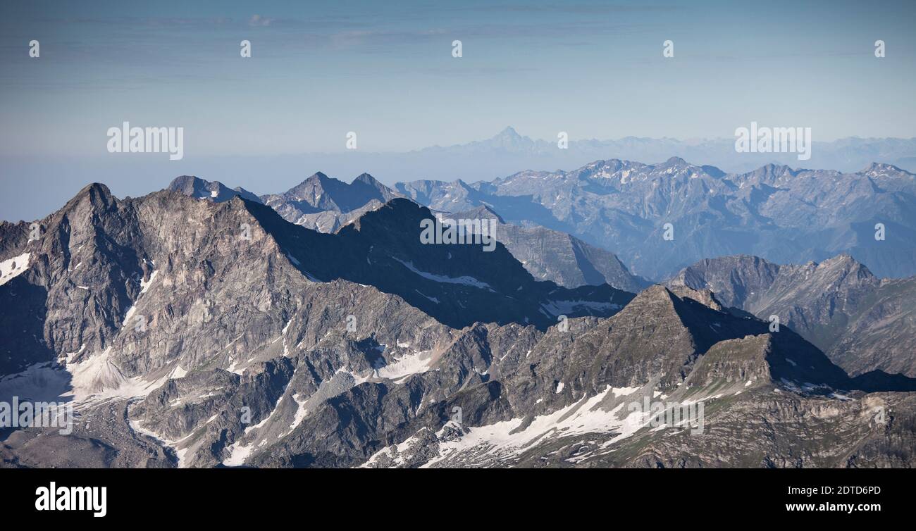 Switzerland, Monte Rosa, Aerial view of Monte Rosa Massif Stock Photo ...