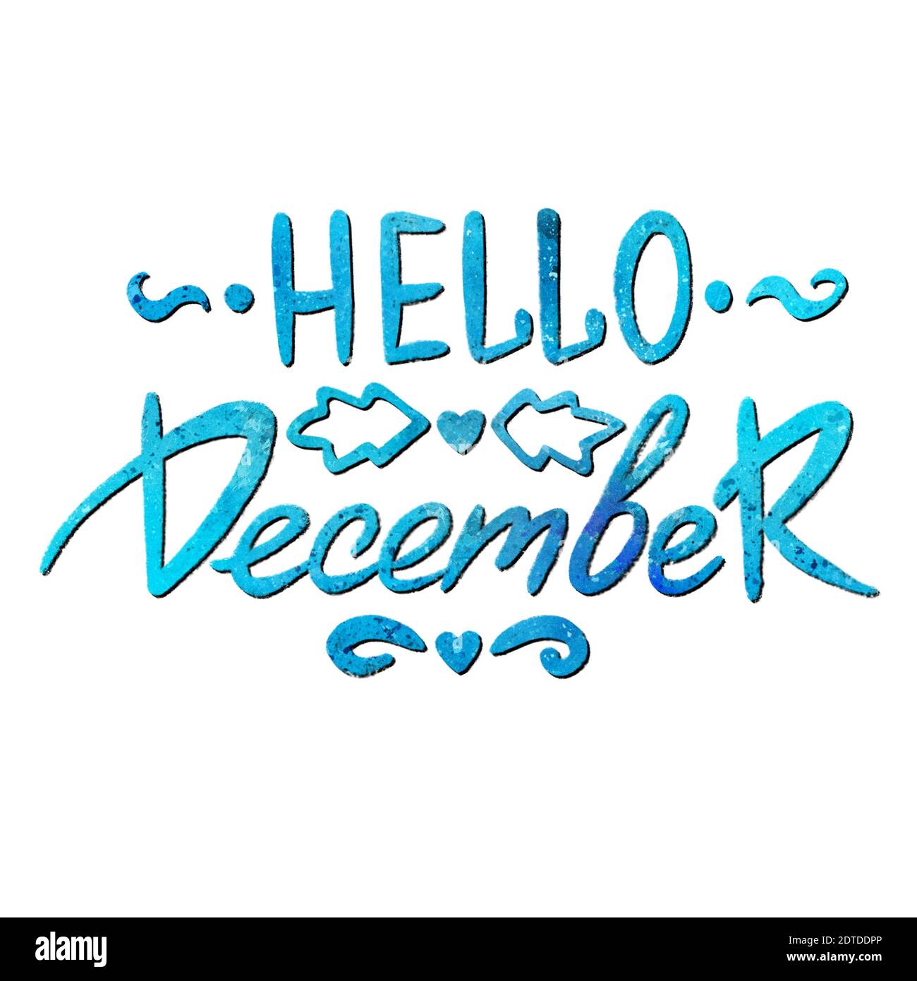 Hello, December. Holiday greeting card with calligraphy elements ...