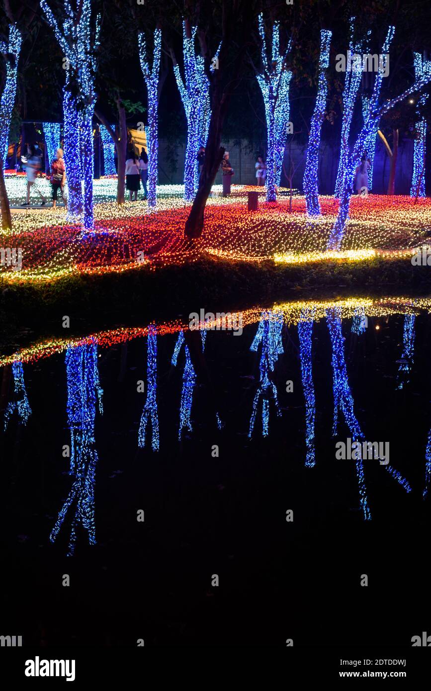 Rachaburi,Thailand - 18 Decemmber, 2020: lighting show festival at ...