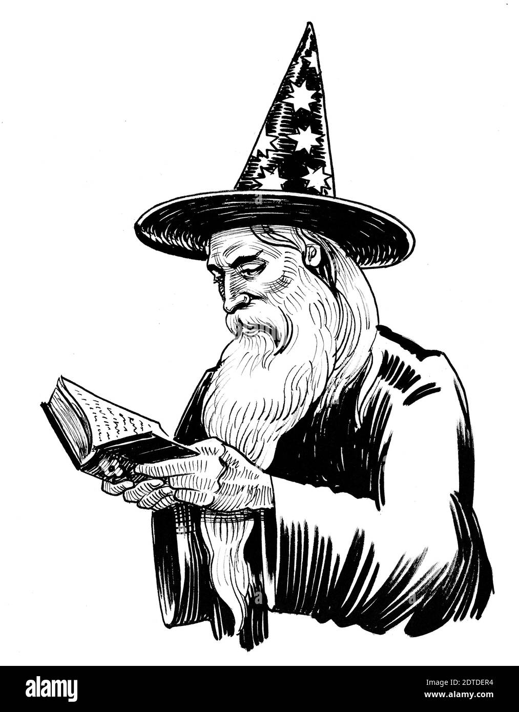 Illustration wizard reading book Cut Out Stock Images & Pictures - Alamy