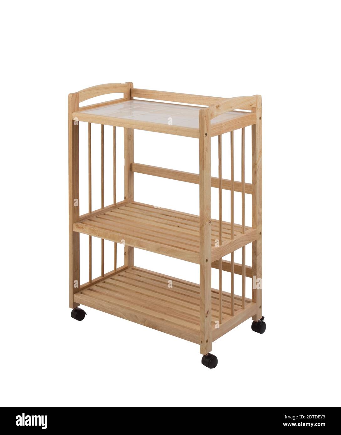 Wooden racks with wheels isolated on white background Stock Photo - Alamy