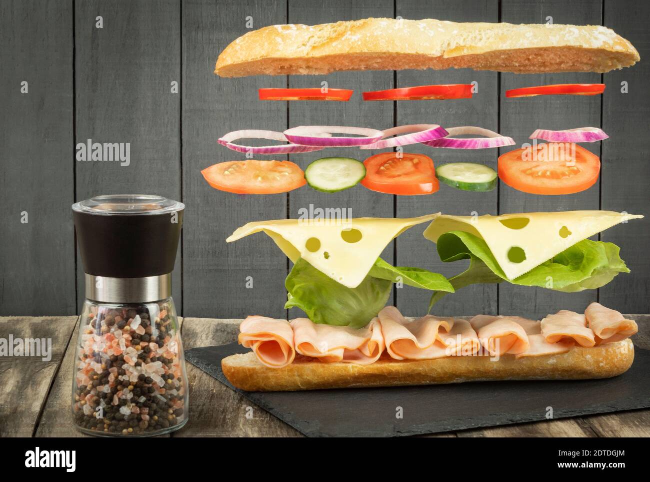 Sandwich with frozen components. Sandwich with Flying Ingredients and ...