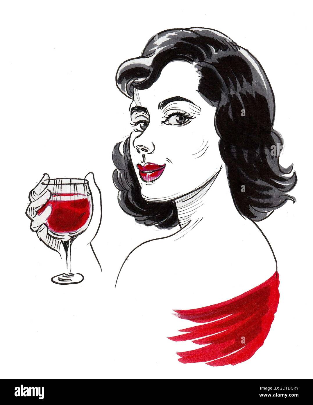 Woman and red wine drinking Cut Out Stock Images & Pictures - Alamy