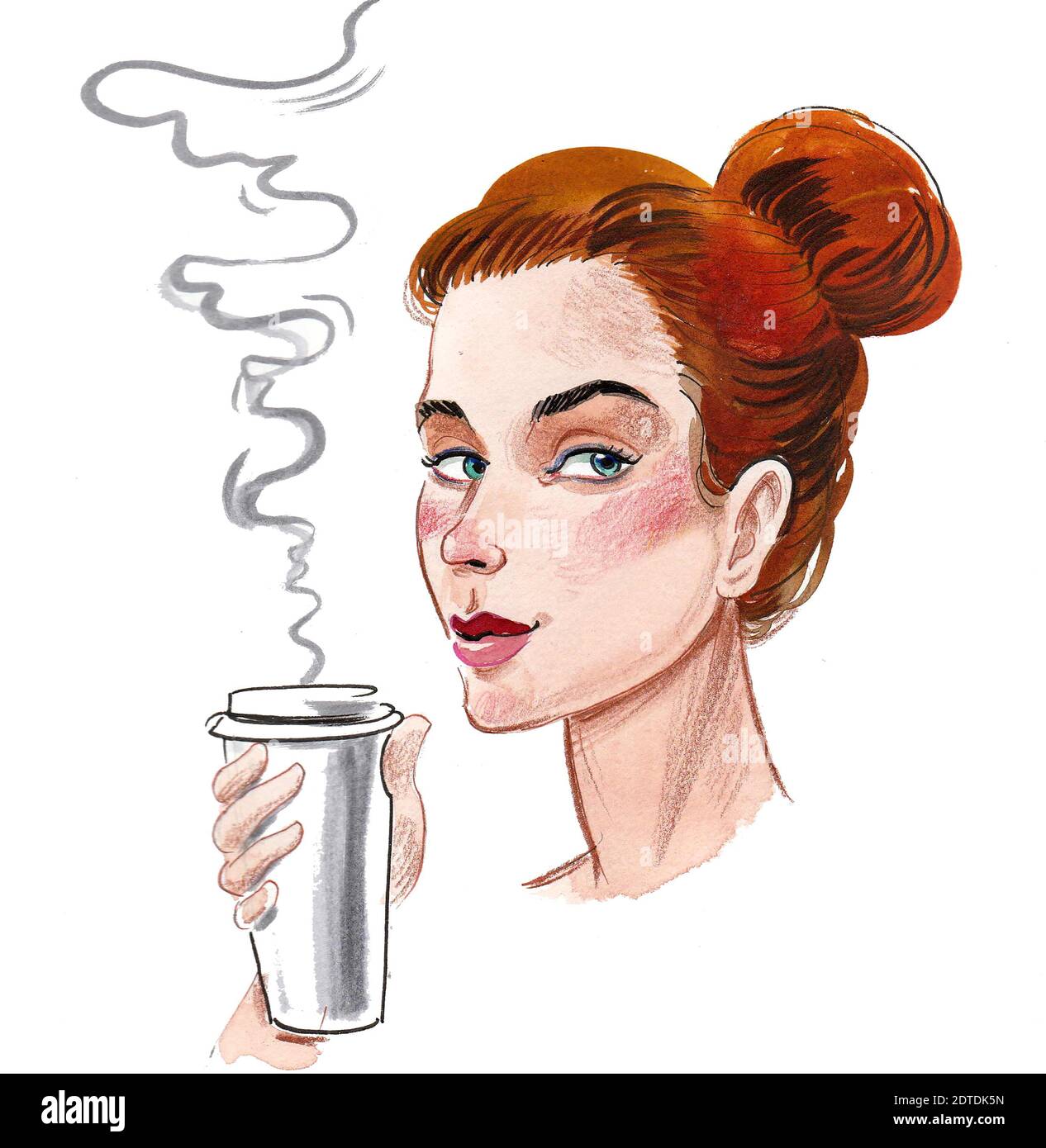 Girl Drinking Drawing