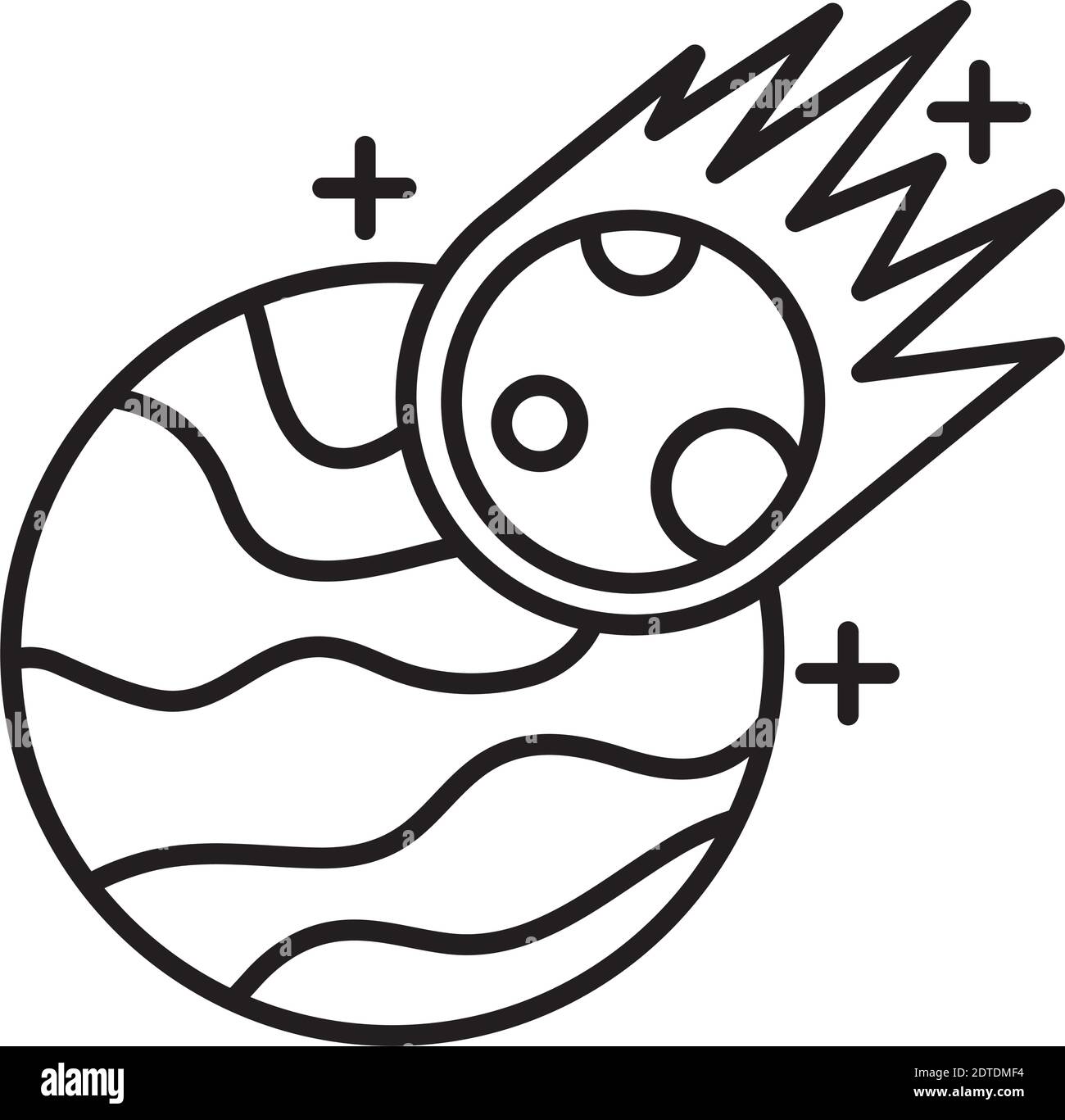 meteorite flying and planet line style icon Stock Vector Image & Art ...