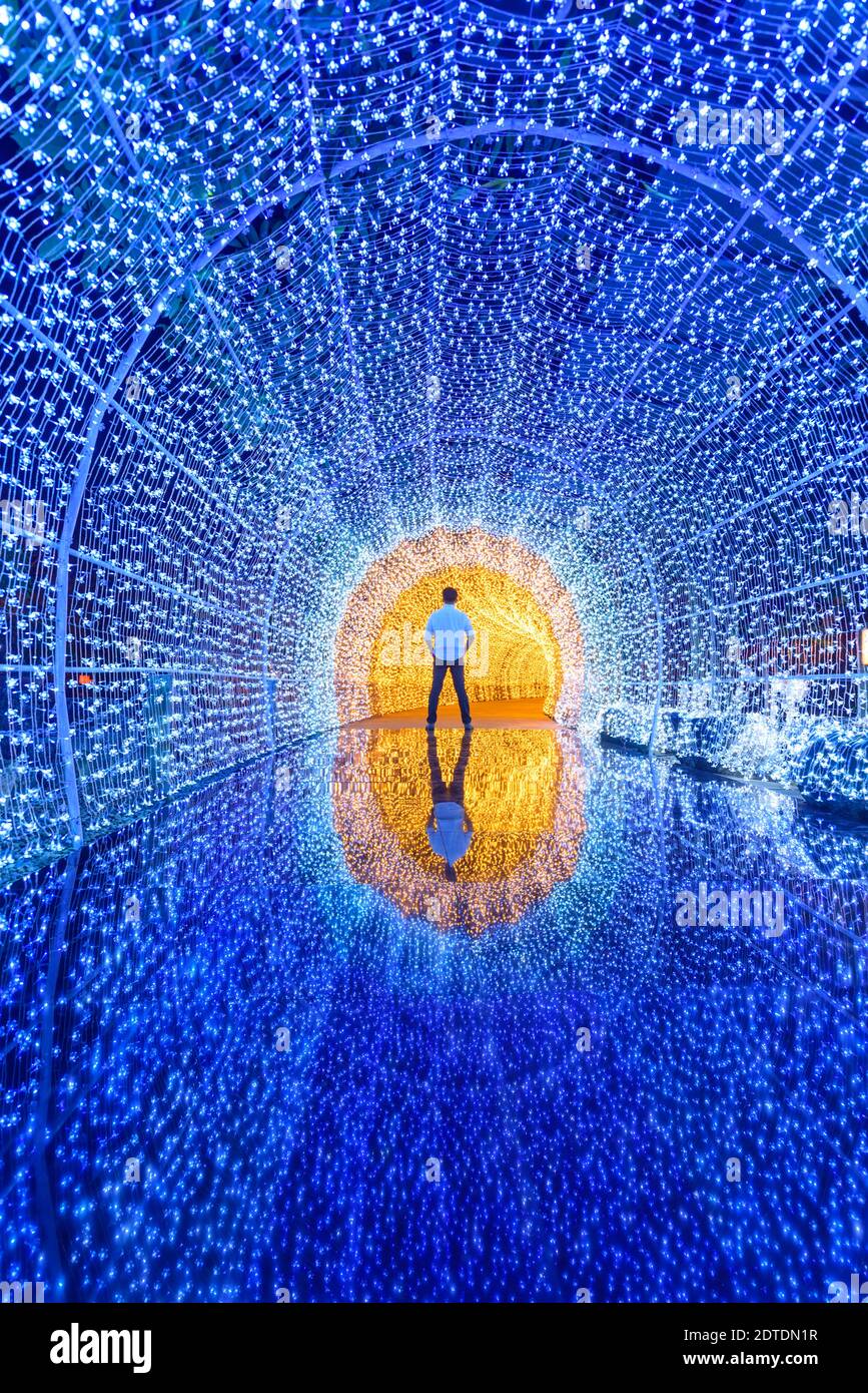 Rachaburi,Thailand - 18 Decemmber, 2020: wide view lighting show ...