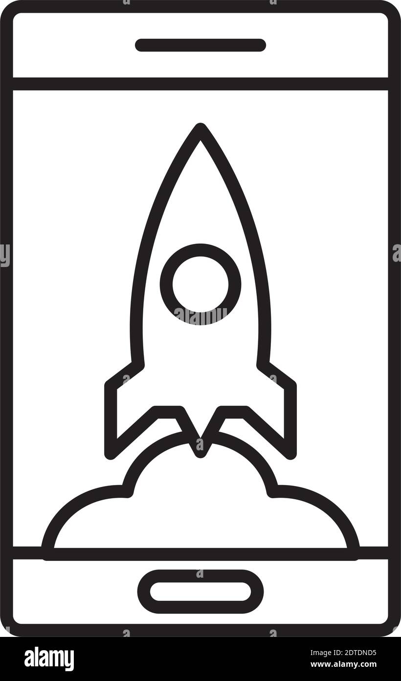 smartphone with rocket line style icon Stock Vector Image & Art - Alamy