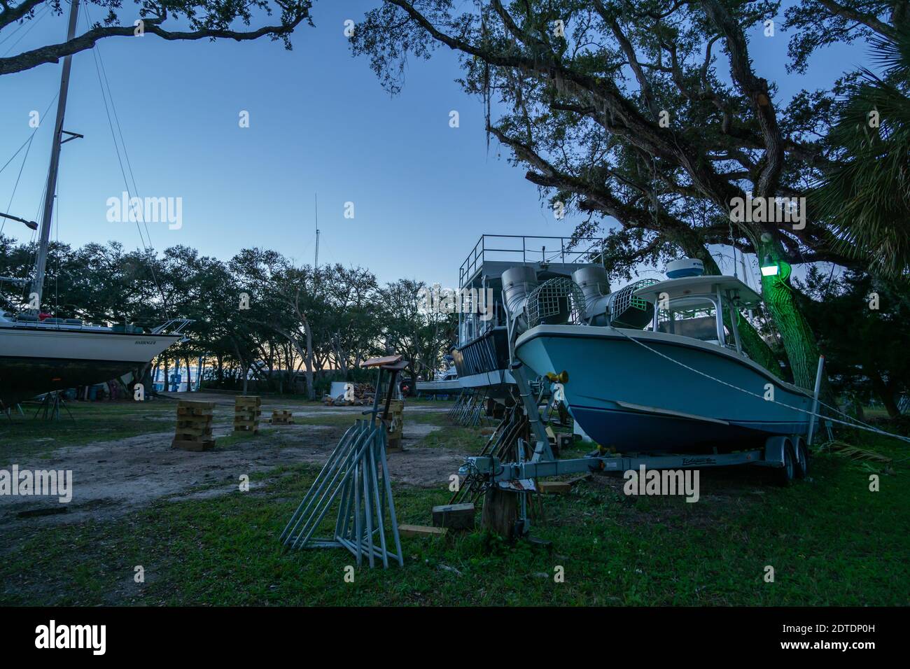 Dec. 17, 2020. Boats sit in dry storage at a boatyard in Ponce Inlet ...