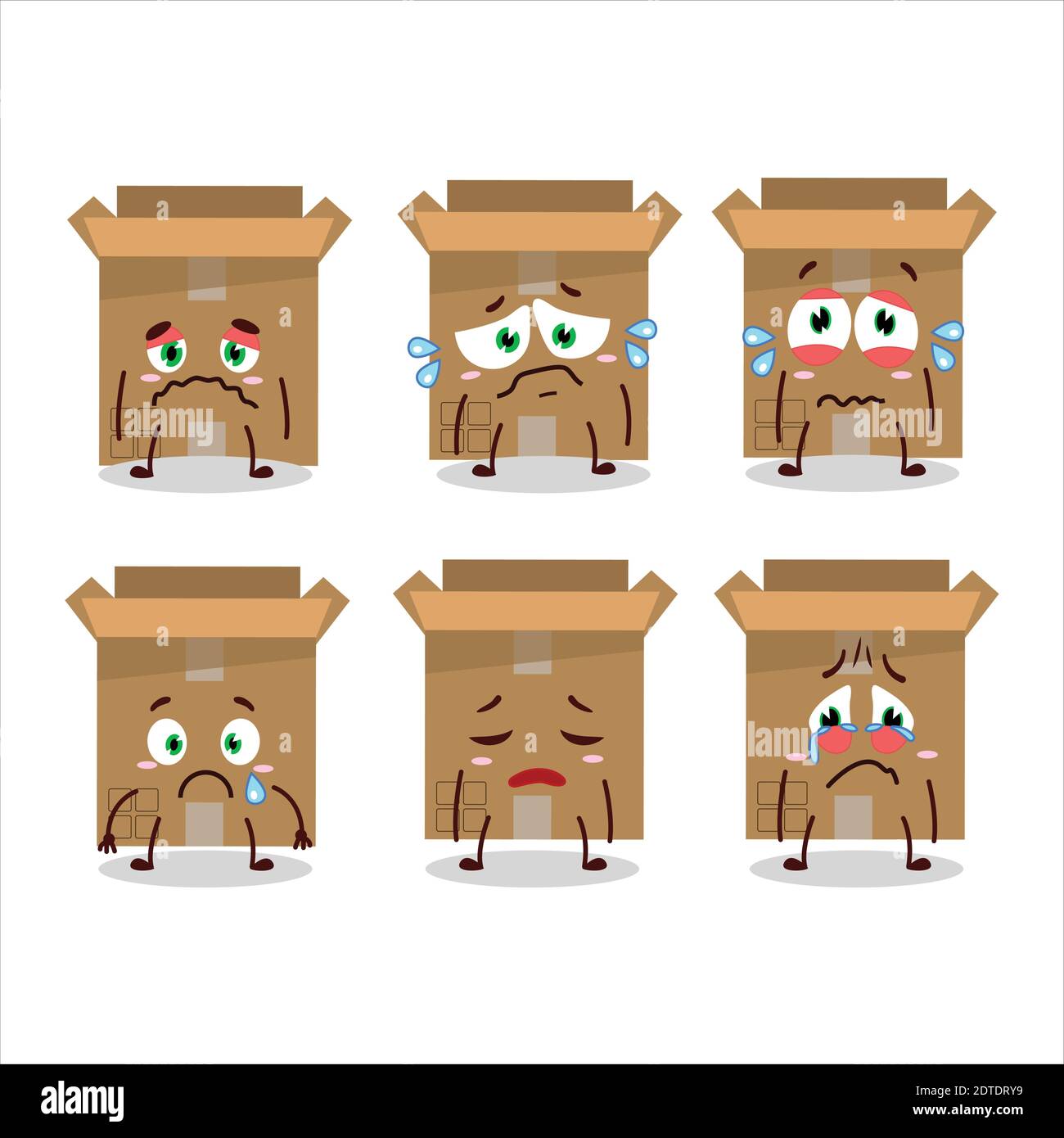 Carton box cartoon character with sad expression. Vector illustration ...