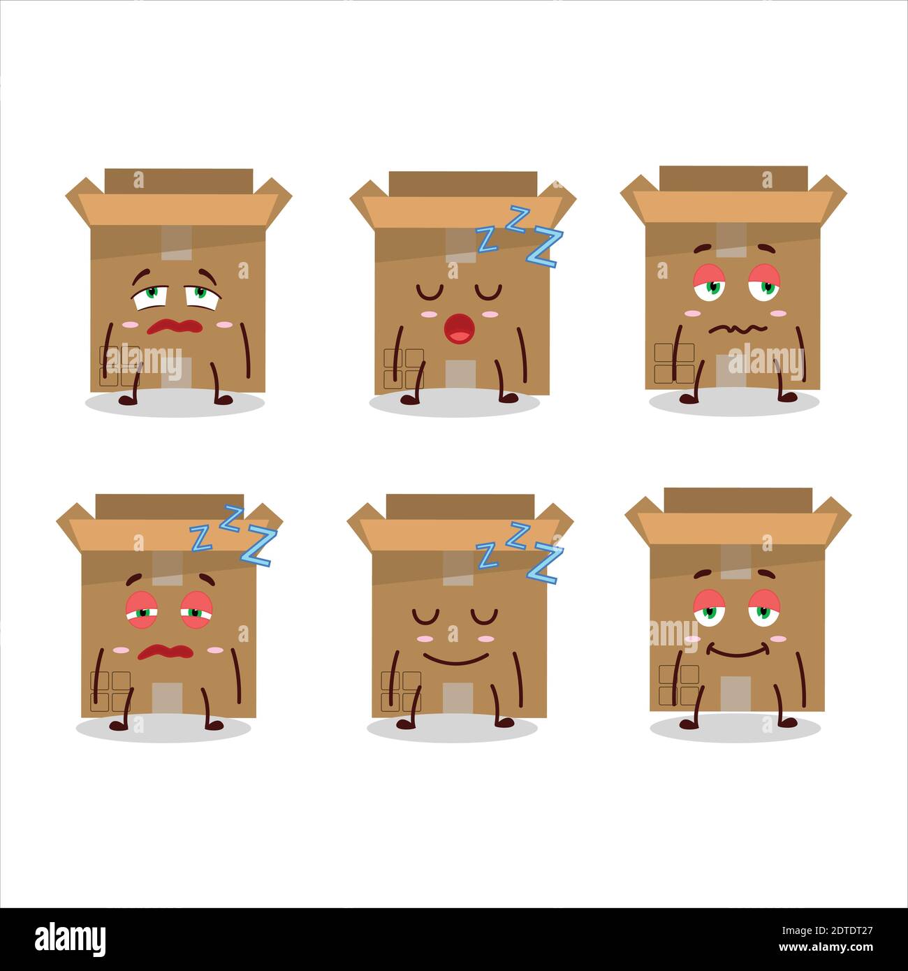 Cartoon character of carton box with sleepy expression. Vector ...