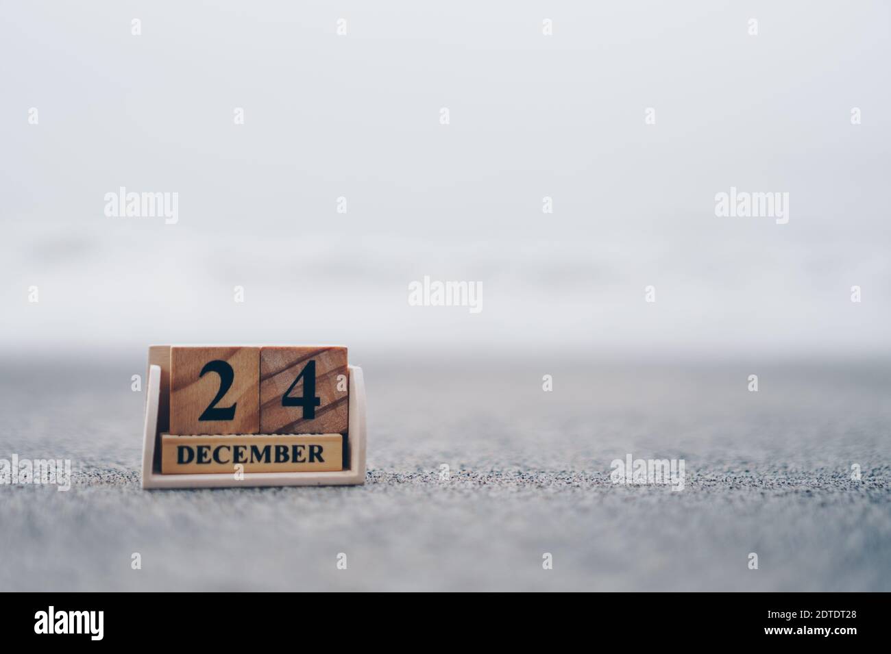 Wooden brick block show date and month calendar of 24th December or ...