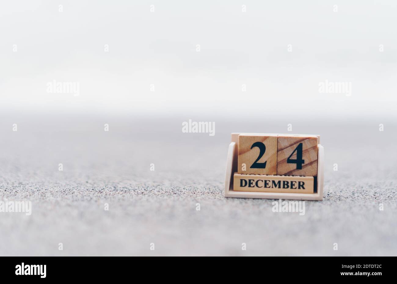 Wooden brick block show date and month calendar of 24th December or ...