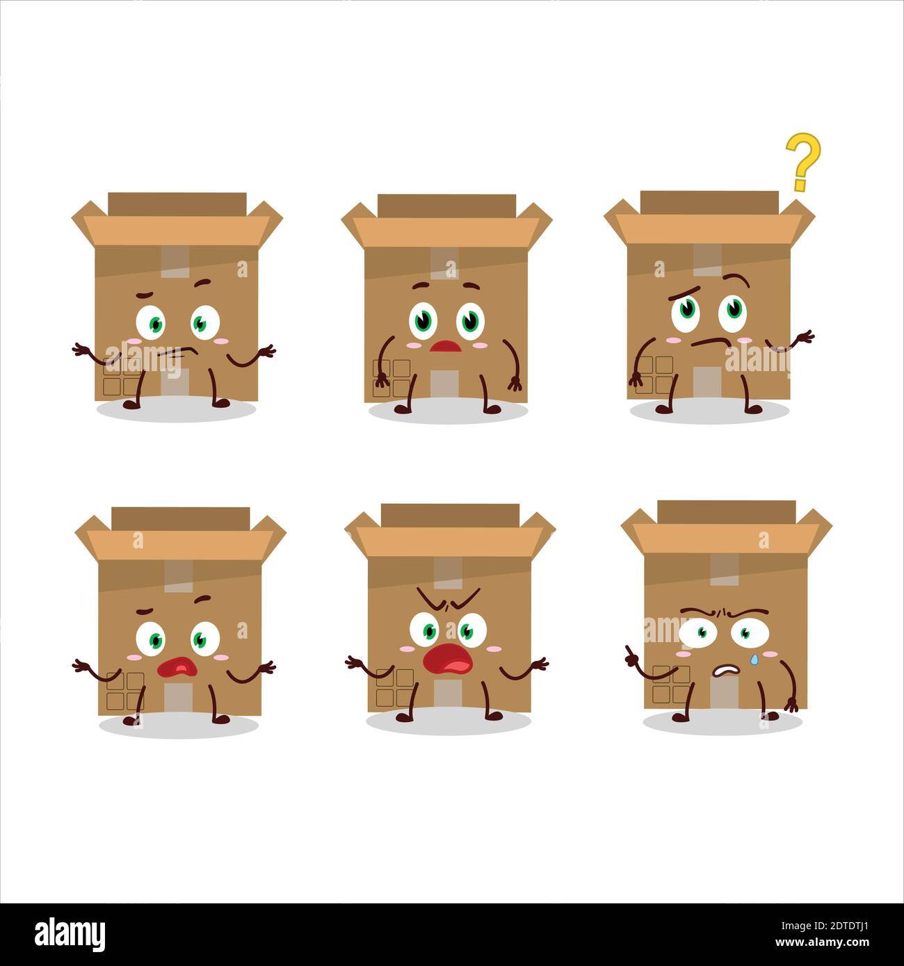 Cartoon character of carton box with what expression. Vector ...