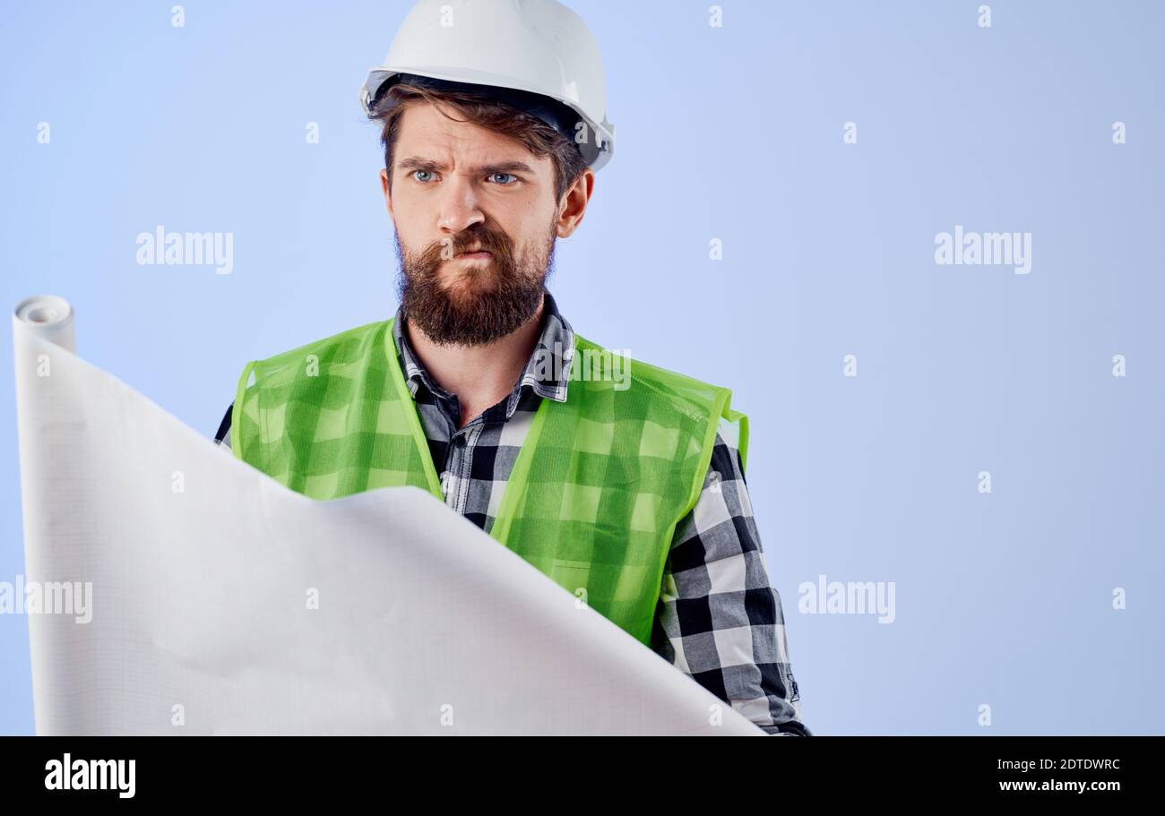 worker male professional work engineer project isolated background ...