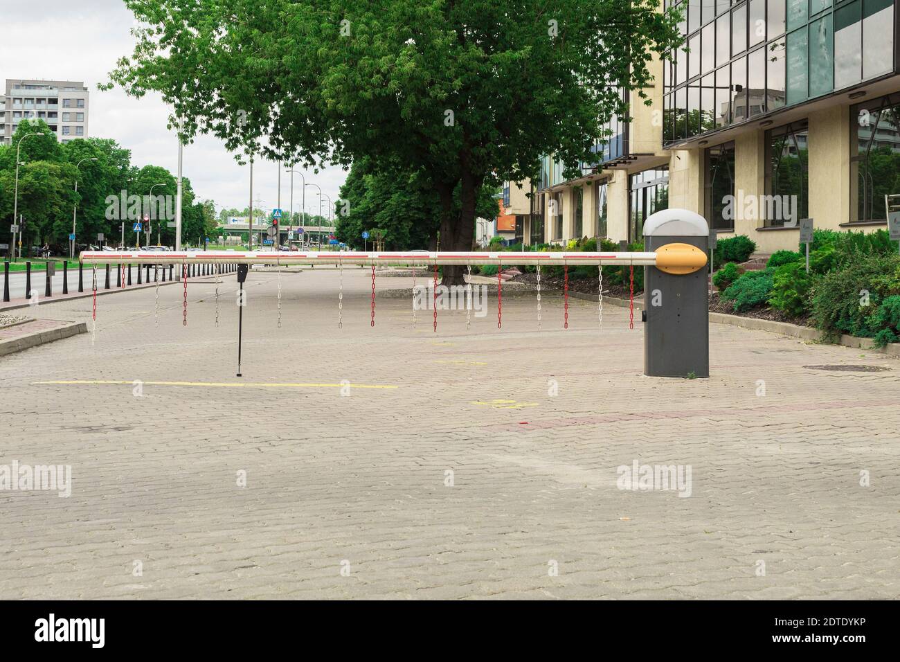 Electric and mechanical barrier. Closed barrier, entry prohibition ...