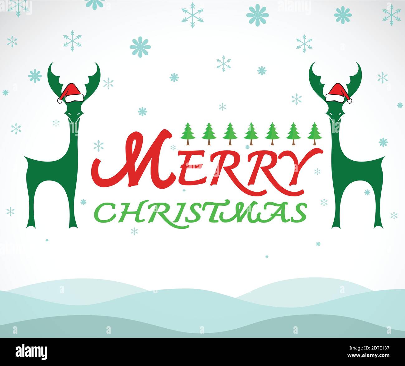 Vector merry christmas greeting deer card on white background Stock ...