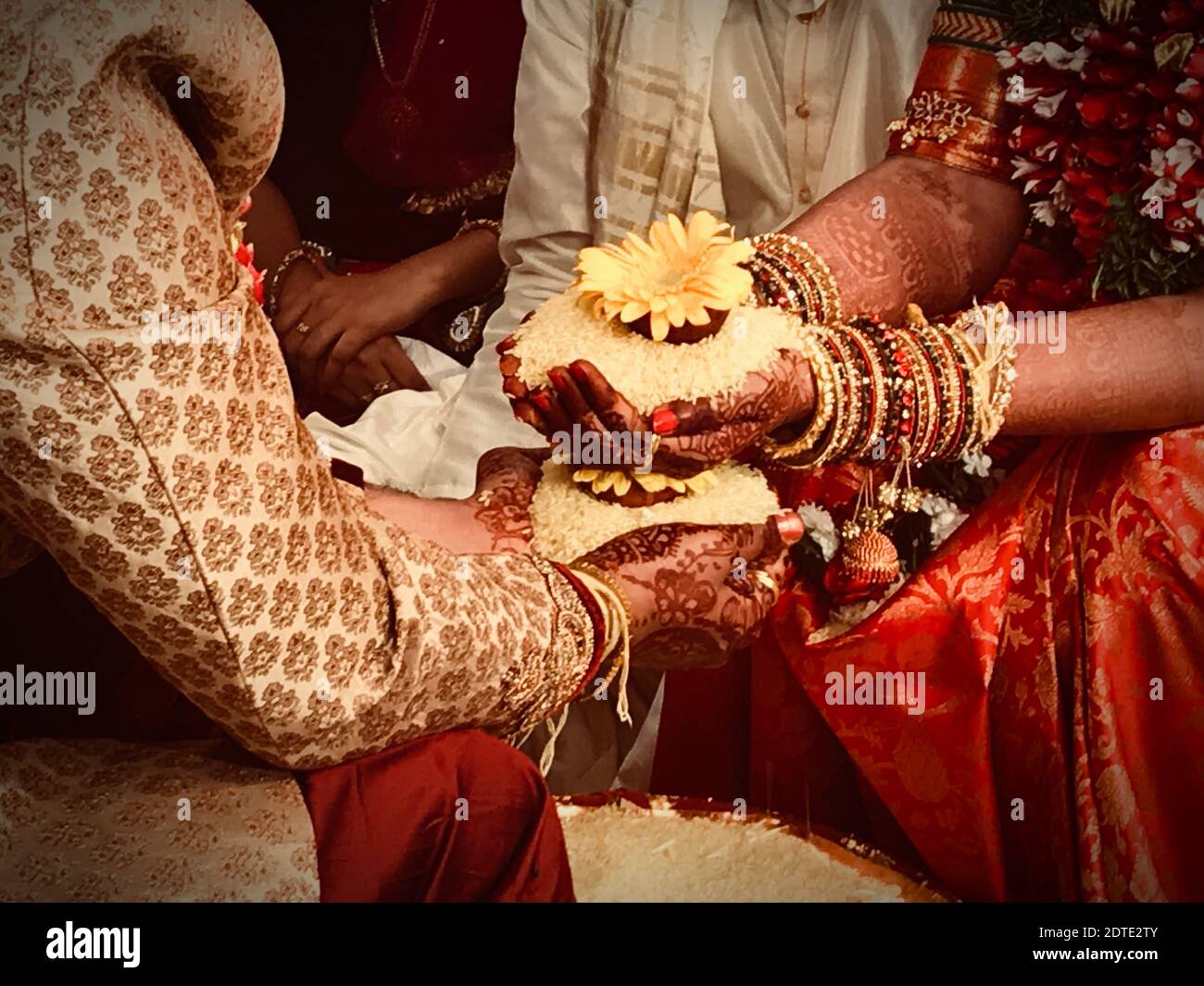 Indian bride performing traditional ritual hi-res stock photography and ...